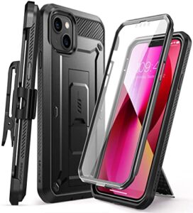 supcase unicorn beetle pro series case for iphone 13 (2021 release) 6.1 inch, built-in screen protector full-body rugged holster case (black)