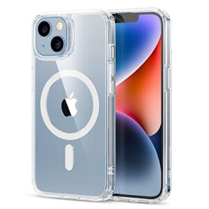 esr for iphone 14 case/iphone 13 case, compatible with magsafe, shockproof military-grade protection, magnetic phone case for iphone 14/13, classic hybrid case (halolock), clear