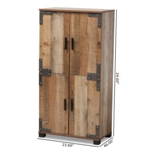 BOWERY HILL Wood 4-Door Shoe Cabinet in Rustic Brown