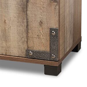 BOWERY HILL Wood 4-Door Shoe Cabinet in Rustic Brown