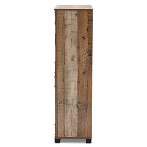 BOWERY HILL Wood 4-Door Shoe Cabinet in Rustic Brown