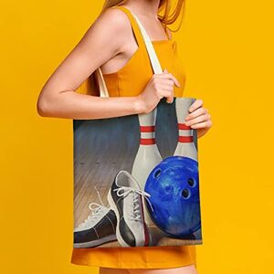 Bowling Shoe Print Reusable Canvas Tote Bag Grocery Bag For Party Shopping Laptop School Books