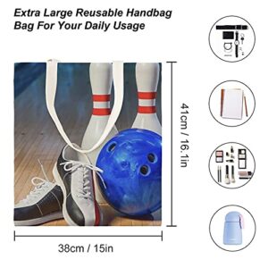 Bowling Shoe Print Reusable Canvas Tote Bag Grocery Bag For Party Shopping Laptop School Books