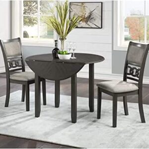 New Classic Furniture Gia Drop Leaf Dining Table with Two Chairs, 42-Inch, Gray