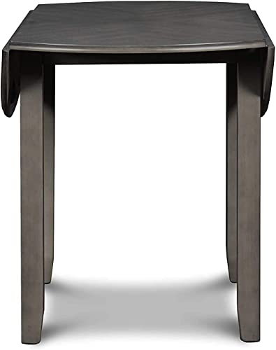 New Classic Furniture Gia Drop Leaf Dining Table with Two Chairs, 42-Inch, Gray