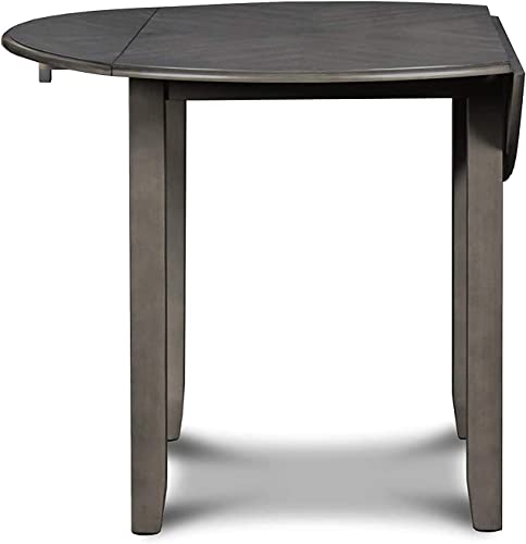 New Classic Furniture Gia Drop Leaf Dining Table with Two Chairs, 42-Inch, Gray