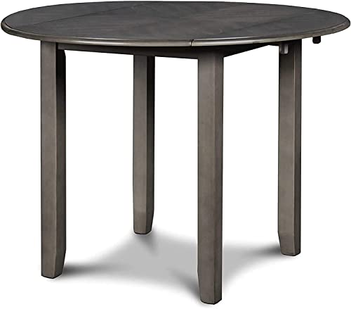 New Classic Furniture Gia Drop Leaf Dining Table with Two Chairs, 42-Inch, Gray