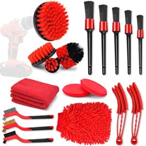 sjplzqc 18pcs car detailing brush set, car detailing kit, auto detailing drill brush set, car detailing brushes, car wash kit,car accessories,car cleaning tools kit for interior,exterior,wheels