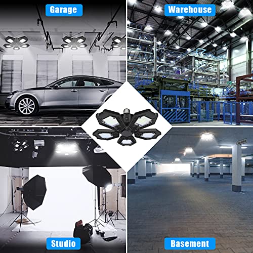 2 Pack Motion Sensor Garage Light, 150W Garage Light with Motion Sensor, 15000LM Garage Lights Ceiling Led Indoor, Ultra Bright Garage Motion Light with 5 Adjustable Panels for Attic, Basement