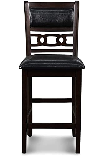 New Classic Furniture Gia Counter Table with Two Chairs and Storage Shelf, 30-Inch, Ebony