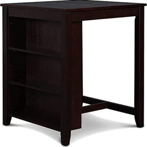 New Classic Furniture Gia Counter Table with Two Chairs and Storage Shelf, 30-Inch, Ebony