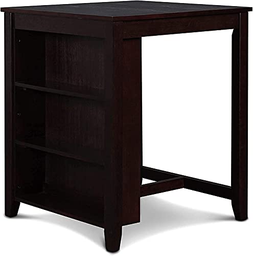 New Classic Furniture Gia Counter Table with Two Chairs and Storage Shelf, 30-Inch, Ebony