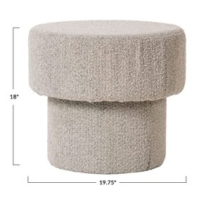 Bloomingville Round Bouclé Fabric Upholstered Pouf, Grey