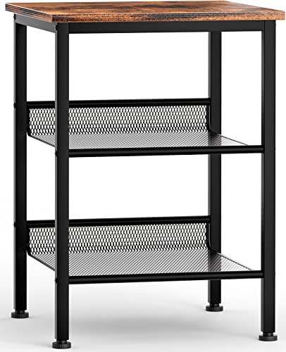 EKNITEY Printer Stand with Storage - 3 Tier Industrial Printer Shelf End Side Table Home and Office