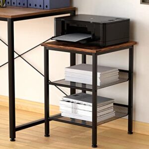 EKNITEY Printer Stand with Storage - 3 Tier Industrial Printer Shelf End Side Table Home and Office