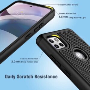 for Motorola One 5G Ace (One 5G UW Ace) Case: Dual Layer Protective Heavy Duty Cell Phone Cover Shockproof Rugged with Non Slip Textured Back - Military Protection Bumper - 6.7inch (Matte Black)