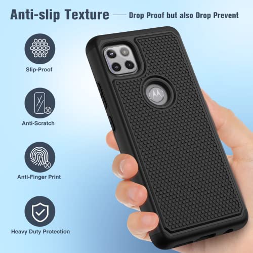 for Motorola One 5G Ace (One 5G UW Ace) Case: Dual Layer Protective Heavy Duty Cell Phone Cover Shockproof Rugged with Non Slip Textured Back - Military Protection Bumper - 6.7inch (Matte Black)