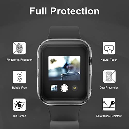 Sobrilli 4 Pack Case Tempered Glass Screen Protector Compatible with iWatch 38mm Series 3/2/1, Hard PC Bumper Case Protective Cover Frame Compatible with iWatch 38mm (Black/Rose Gold/Silver/Clear)