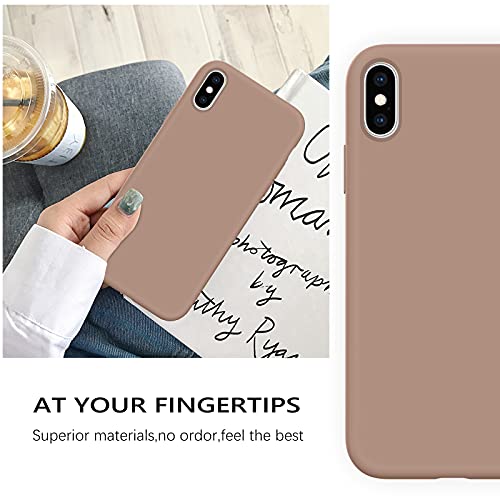 GUAGUA Compatible with iPhone Xs/X Case 5.8 Inch Liquid Silicone Soft Gel Rubber Slim Microfiber Lining Cushion Texture Cover Shockproof Protective Anti-Scratch Phone Cases for iPhone Xs/X Khaki