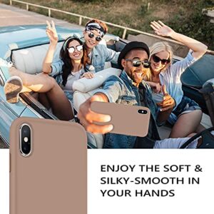 GUAGUA Compatible with iPhone Xs/X Case 5.8 Inch Liquid Silicone Soft Gel Rubber Slim Microfiber Lining Cushion Texture Cover Shockproof Protective Anti-Scratch Phone Cases for iPhone Xs/X Khaki