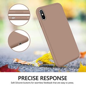 GUAGUA Compatible with iPhone Xs/X Case 5.8 Inch Liquid Silicone Soft Gel Rubber Slim Microfiber Lining Cushion Texture Cover Shockproof Protective Anti-Scratch Phone Cases for iPhone Xs/X Khaki