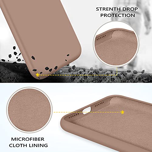 GUAGUA Compatible with iPhone Xs/X Case 5.8 Inch Liquid Silicone Soft Gel Rubber Slim Microfiber Lining Cushion Texture Cover Shockproof Protective Anti-Scratch Phone Cases for iPhone Xs/X Khaki