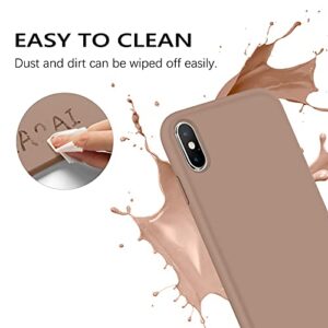 GUAGUA Compatible with iPhone Xs/X Case 5.8 Inch Liquid Silicone Soft Gel Rubber Slim Microfiber Lining Cushion Texture Cover Shockproof Protective Anti-Scratch Phone Cases for iPhone Xs/X Khaki