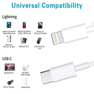 USB C to Lightning Cable 3Pack 6FT [Apple MFi Certified] iPhone Fast Charger Cable USB-C Power Delivery Charging Cord for iPhone 14/13/12/12 PRO Max/12 Mini/11/11PRO/XS/Max/XR/X/8/8Plus/iPad, White