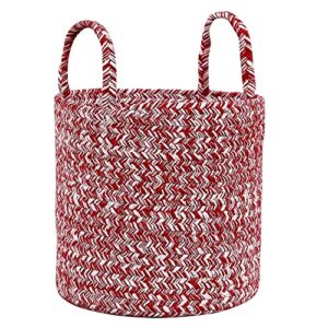 Super Area Rugs Farmhouse Plant Basket / Planter Multi Purpose Open Top Bin with Handles, Cotton Rope Basket, 8-inch, 10-inch and 12-inch Red & White