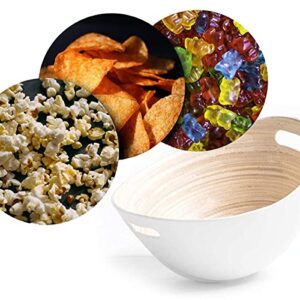 Large Reusable Popcorn Bowl and Chip Holder, Snack Container | Serving Bucket for Family and Parties | Lightweight Bamboo Wood Party Bowls, Buckets, Holders and Containers