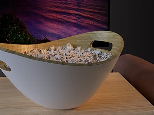 Large Reusable Popcorn Bowl and Chip Holder, Snack Container | Serving Bucket for Family and Parties | Lightweight Bamboo Wood Party Bowls, Buckets, Holders and Containers