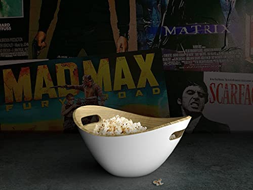 Large Reusable Popcorn Bowl and Chip Holder, Snack Container | Serving Bucket for Family and Parties | Lightweight Bamboo Wood Party Bowls, Buckets, Holders and Containers