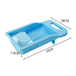 Emivery Mini Hand Washboard Personal Underwear Sock Washing Board Plastic Non-Slip Laundry Board Wash Basin for Home Travel (Blue)