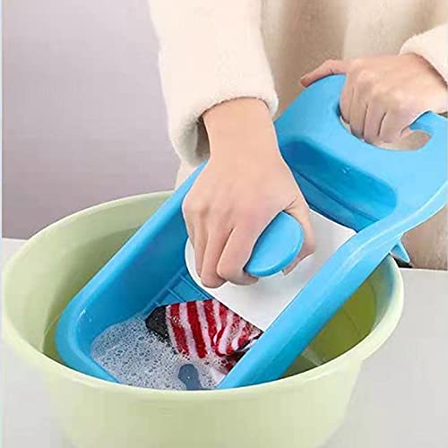 Emivery Mini Hand Washboard Personal Underwear Sock Washing Board Plastic Non-Slip Laundry Board Wash Basin for Home Travel (Blue)