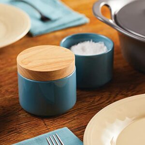 Rachael Ray Ceramics Stacking Spice/Seasoning Box Set with Lid, 2 Piece, Agave Blue