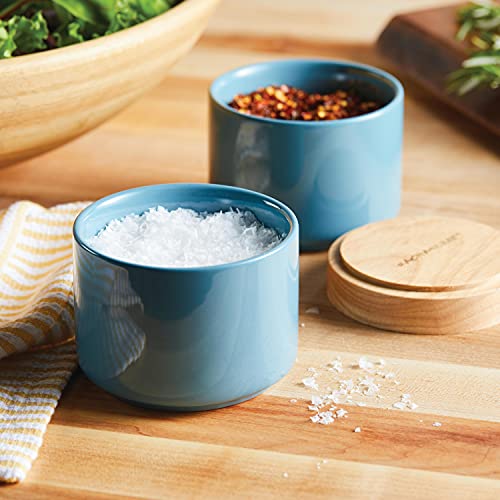 Rachael Ray Ceramics Stacking Spice/Seasoning Box Set with Lid, 2 Piece, Agave Blue