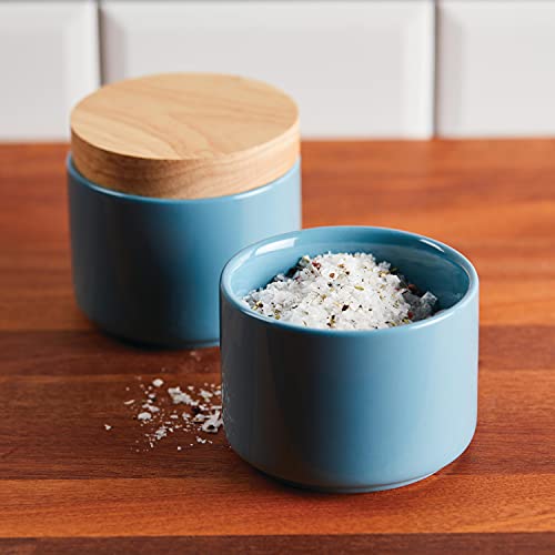 Rachael Ray Ceramics Stacking Spice/Seasoning Box Set with Lid, 2 Piece, Agave Blue