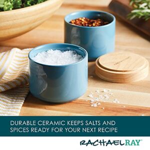 Rachael Ray Ceramics Stacking Spice/Seasoning Box Set with Lid, 2 Piece, Agave Blue