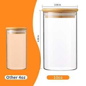 Relatern Bamboo Spice Jars 12 Pcs,10 Fl Oz (300ml), Bamboo Glass Jars, Glass Jars with Bamboo Lids, Labels Collapsible Funnel and Small Handkerchief Included