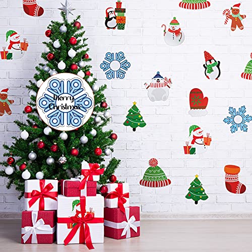 48 Pieces Winter Cutouts Christmas Accents Snowflake Penguin Snowman Christmas Tree Socks Gloves Hat Gingerbread Men Cutouts for Winter Christmas Classroom Bulletin Board Decorations