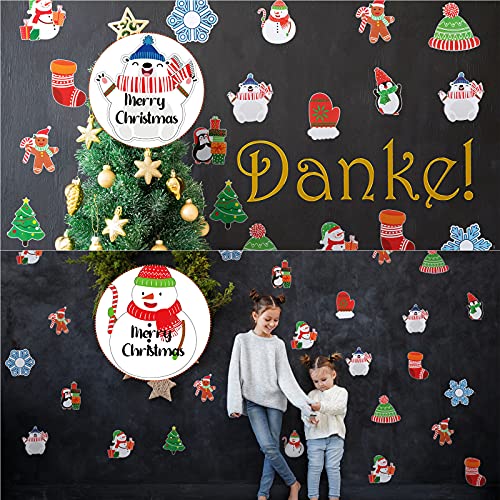 48 Pieces Winter Cutouts Christmas Accents Snowflake Penguin Snowman Christmas Tree Socks Gloves Hat Gingerbread Men Cutouts for Winter Christmas Classroom Bulletin Board Decorations