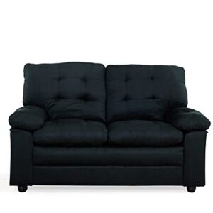 Urban Home Grayson Loveseat, Padded Arms Love Seats, Black