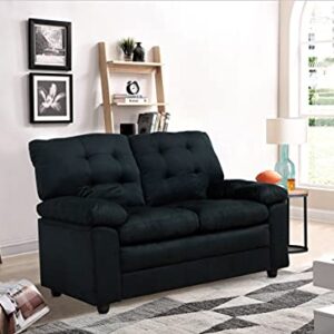 Urban Home Grayson Loveseat, Padded Arms Love Seats, Black