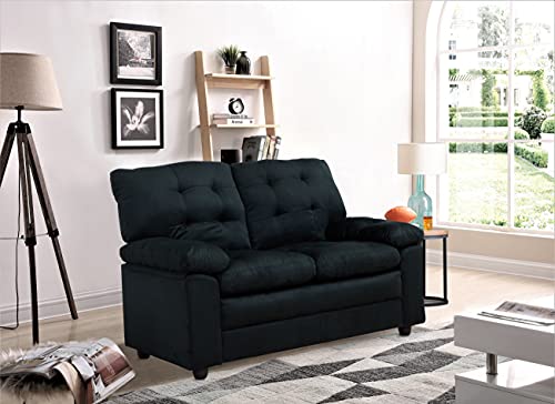 Urban Home Grayson Loveseat, Padded Arms Love Seats, Black