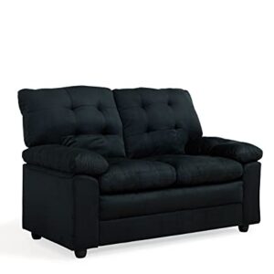 Urban Home Grayson Loveseat, Padded Arms Love Seats, Black