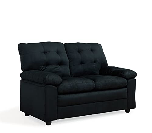 Urban Home Grayson Loveseat, Padded Arms Love Seats, Black