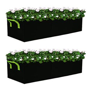 auroal plant grow bags, 2 pack fabric raised planting bads, 3 holes rectangle grow bag, 15 gallon breathable potato tomato planter pots for outdoor vegetables plant flowers (black)