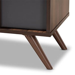 BOWERY HILL Two-Tone Gray and Walnut Finished Wood 2-Door Shoe Cabinet