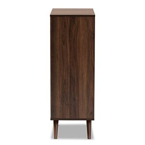 BOWERY HILL Two-Tone Gray and Walnut Finished Wood 2-Door Shoe Cabinet