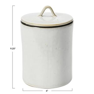 Creative Co-Op Stoneware Food Storage Container with Reactive Glaze Canister, White